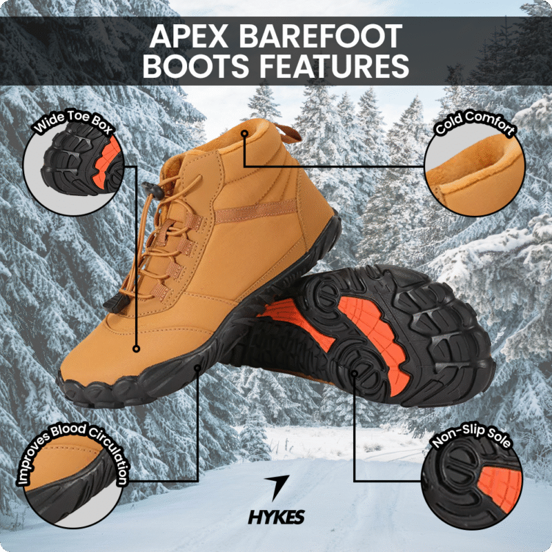 HYKES Apex – Natural Movement Non-slip, Barefoot Shoes, Winter (Unisex ...